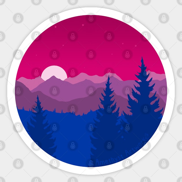 Subtle Bisexual Pride Flag Mountainscape - Bisexual Pride - Sticker ...